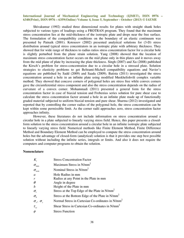 A closed form solution for stress concentration around a circular hole in a l | PDF | Physics ...