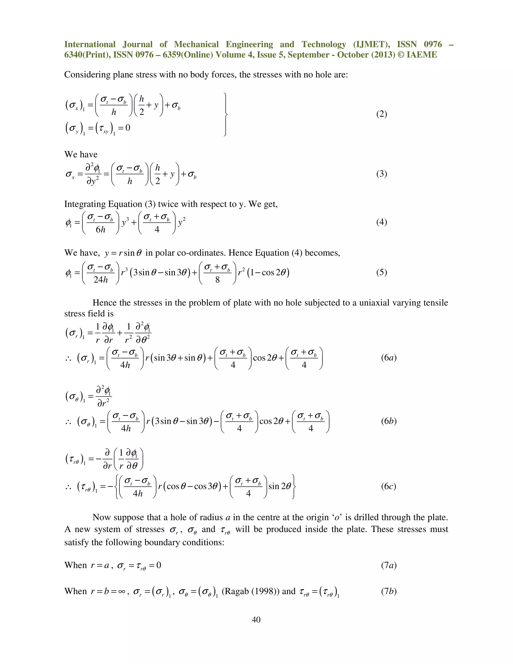 A closed form solution for stress concentration around a circular hole ...