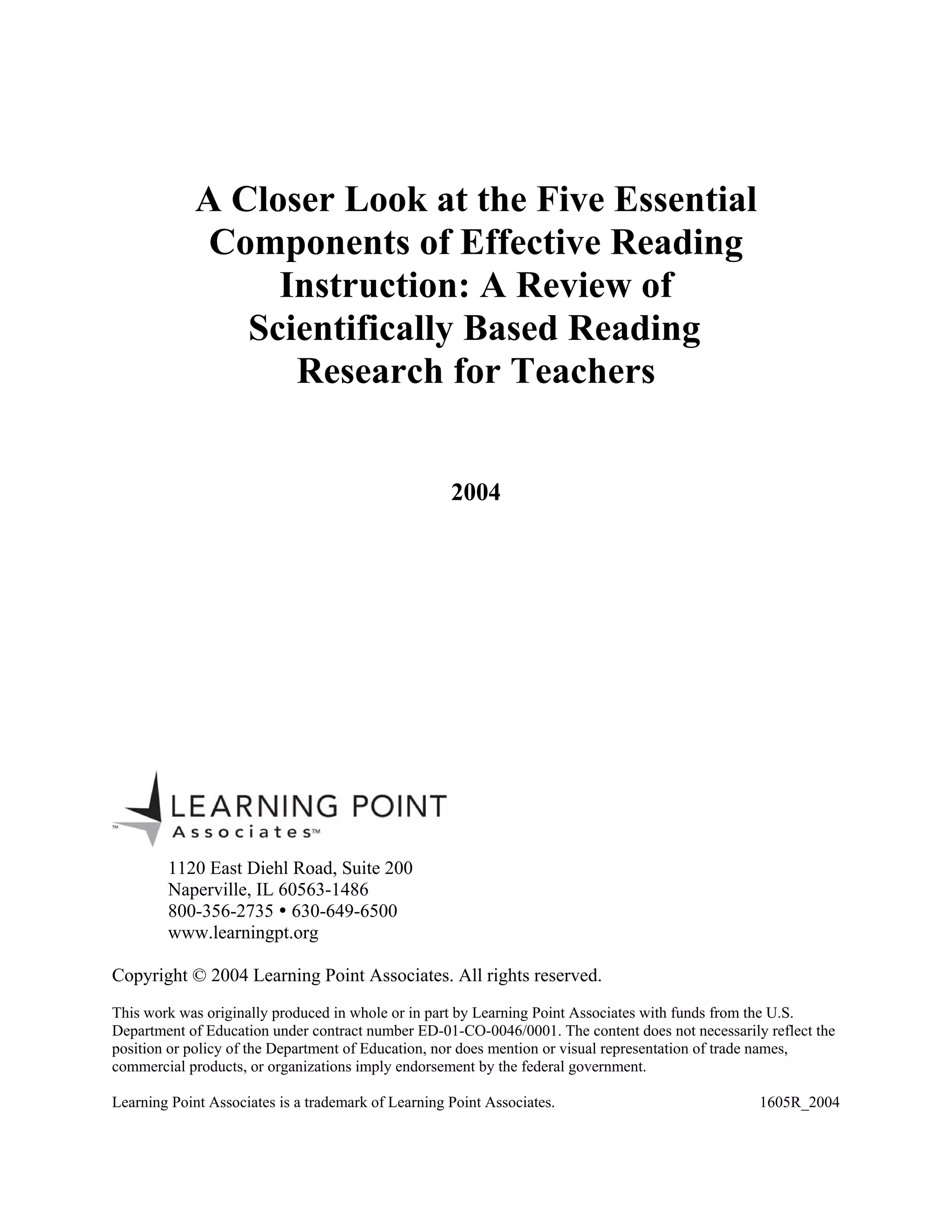 A Closer Look at the Five Essential Components of Effective Reading ...