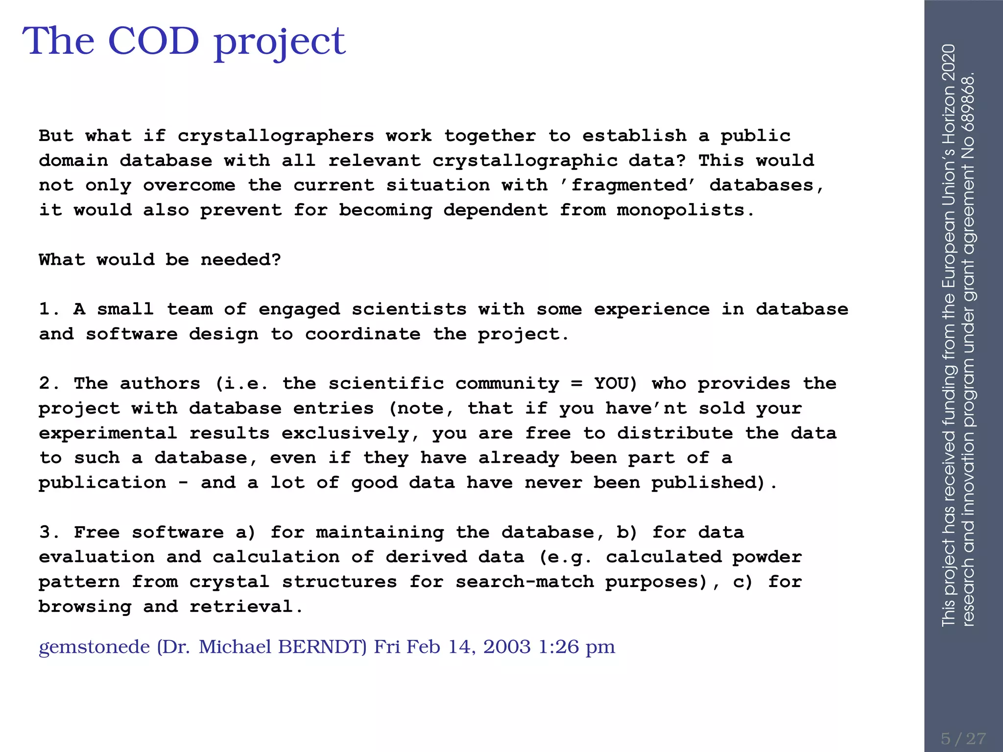 Saulius Gražulis The Crystalography Open Database | PDF