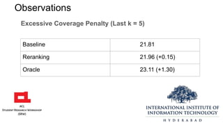 Checkpoint Reranking: An Approach To Select Better Hypothesis For Neural Machine Translation ...