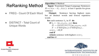 Checkpoint Reranking: An Approach To Select Better Hypothesis For Neural Machine Translation ...