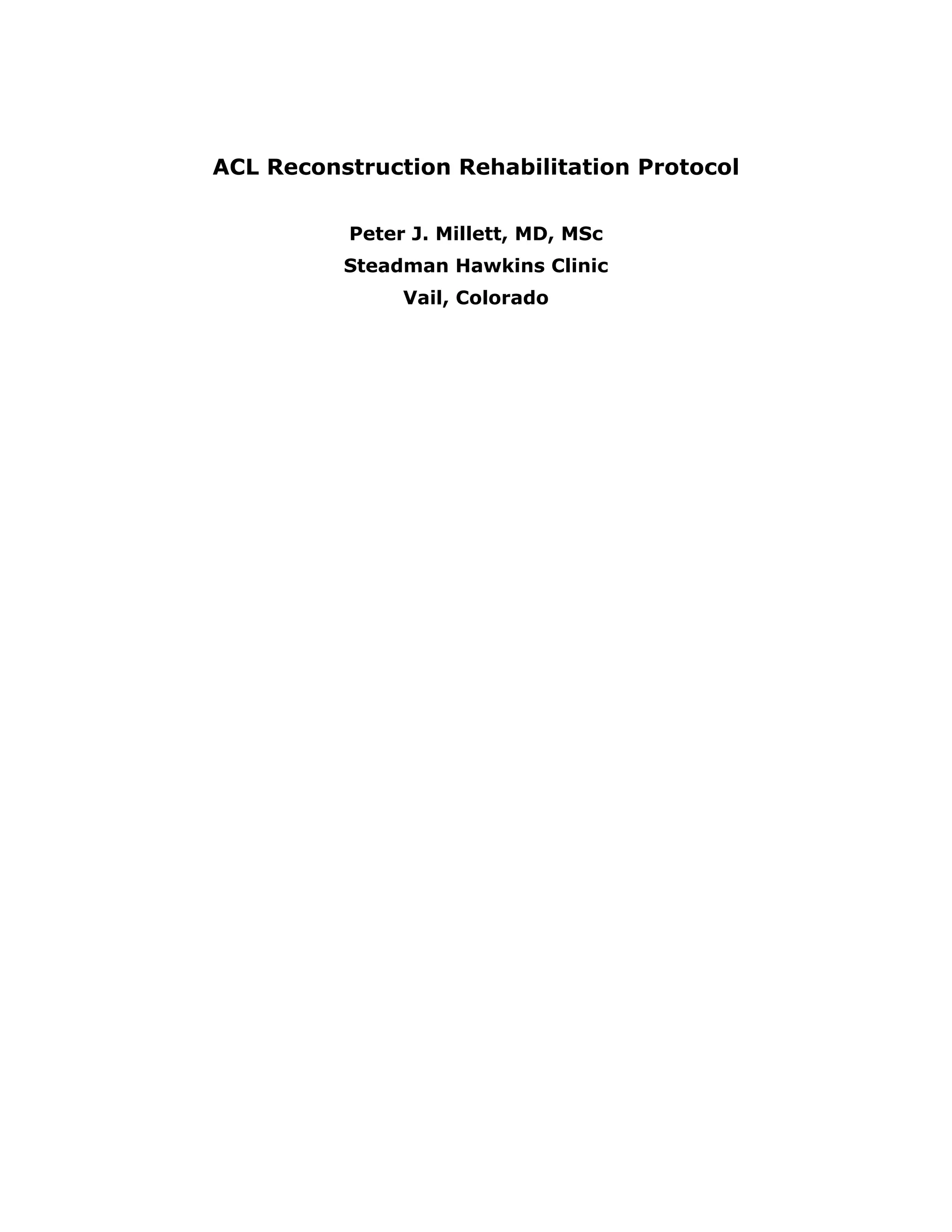 Acl rehabilitation protocol | PDF