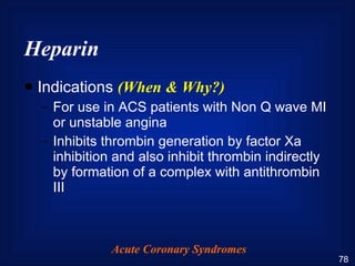 Acute Coronary Syndromes Pharmacology | PPT
