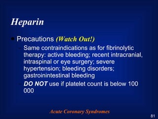 Acute Coronary Syndromes Pharmacology | PPT