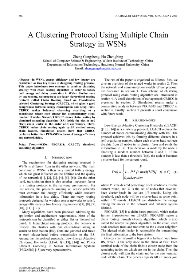 A clustering protocol using multiple chain | PDF