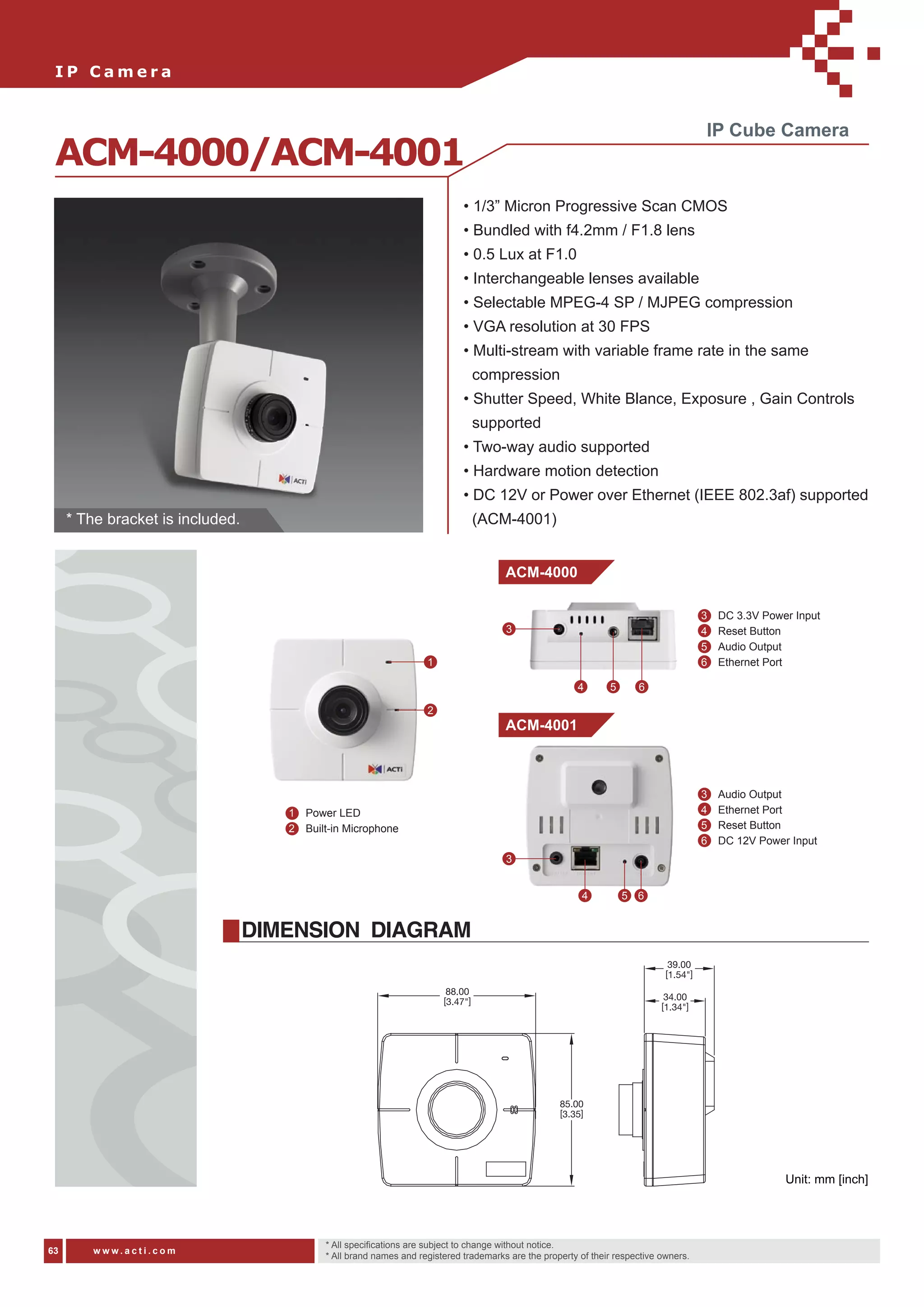 ACTI CUBE Cam IP 4001 640x480 | PDF