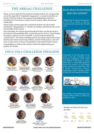 Global Shapers Geneva Hub - ACM 2015 - ACM Daily Magazine 16th August | PDF | Painting | Arts ...