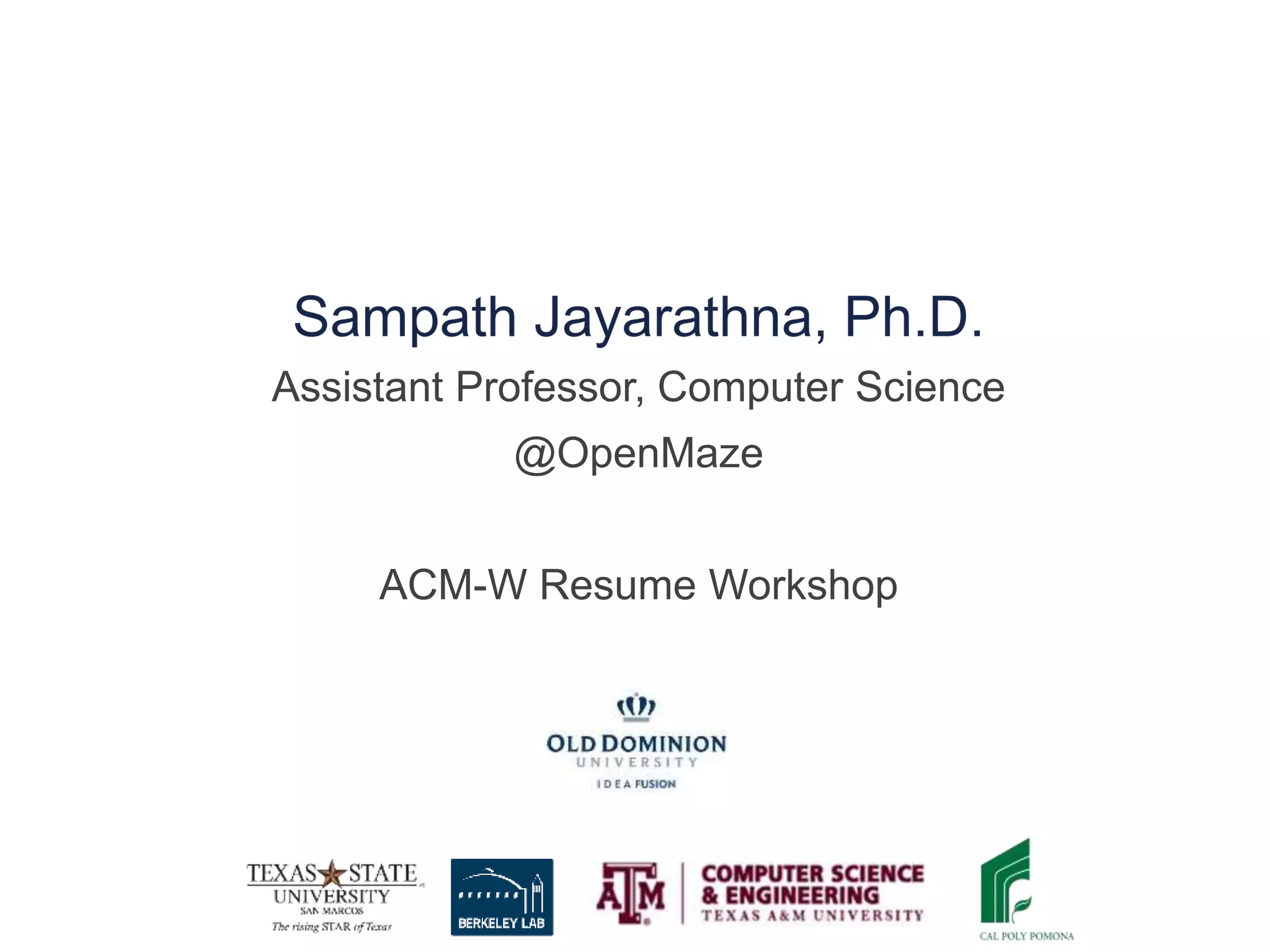 ODU ACM-W Resume Workshop | PPTX