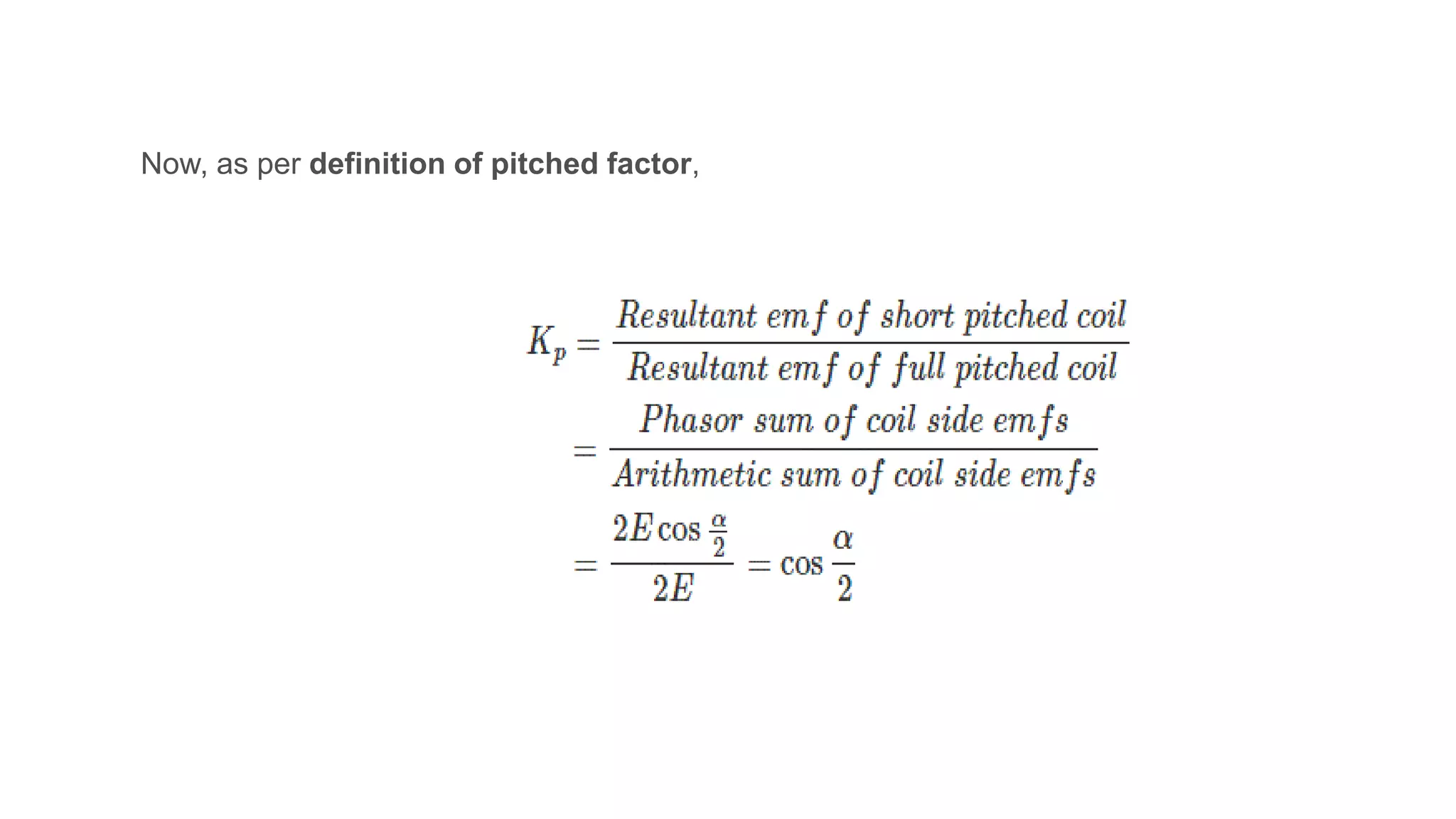 emf equation of alternator, pitch factor & coil span factor | PPTX