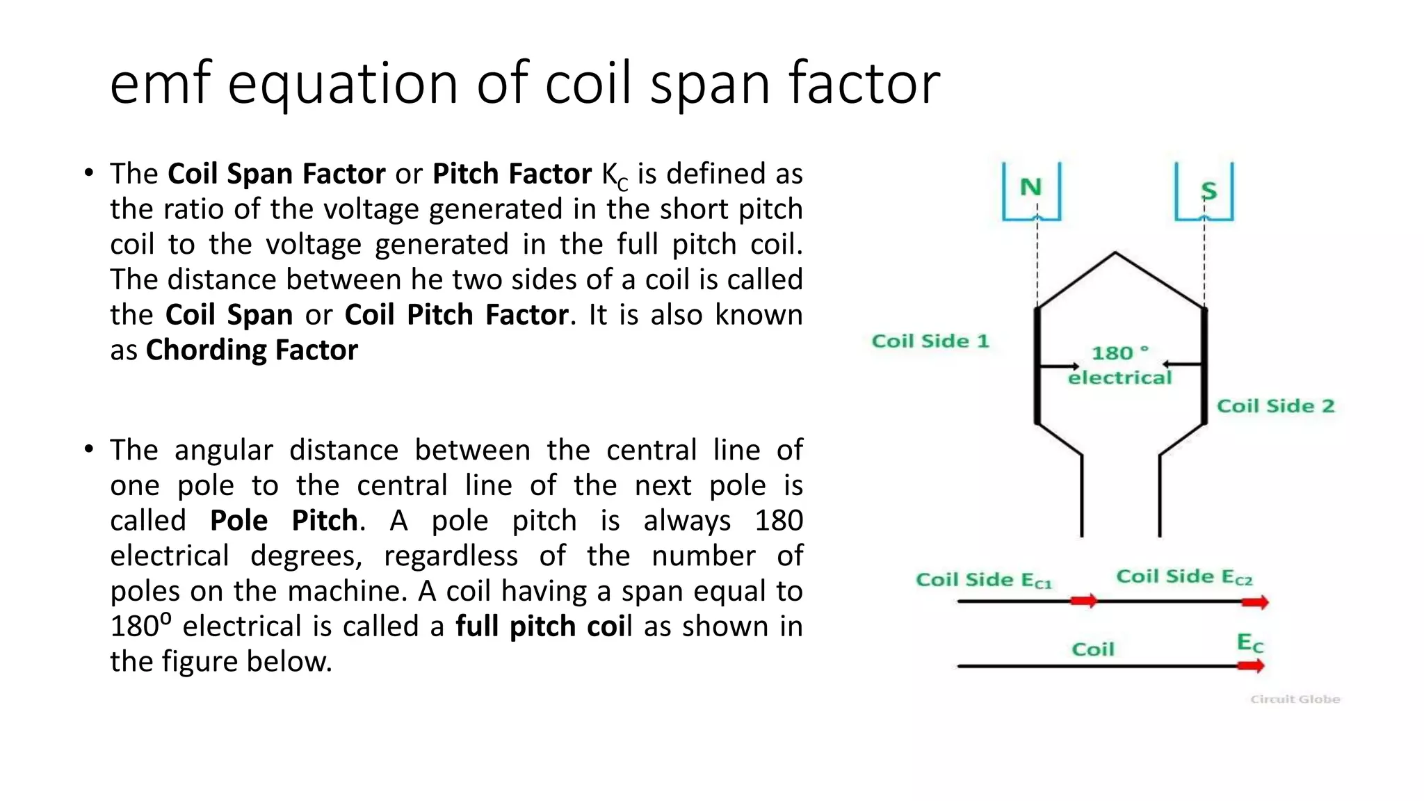 emf equation of alternator, pitch factor & coil span factor | PPTX