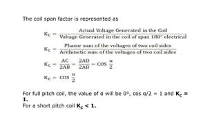 emf equation of alternator, pitch factor & coil span factor | PPTX