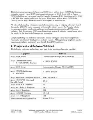 Avaya AMTELCO Infinity Operator Console integration notes | PDF