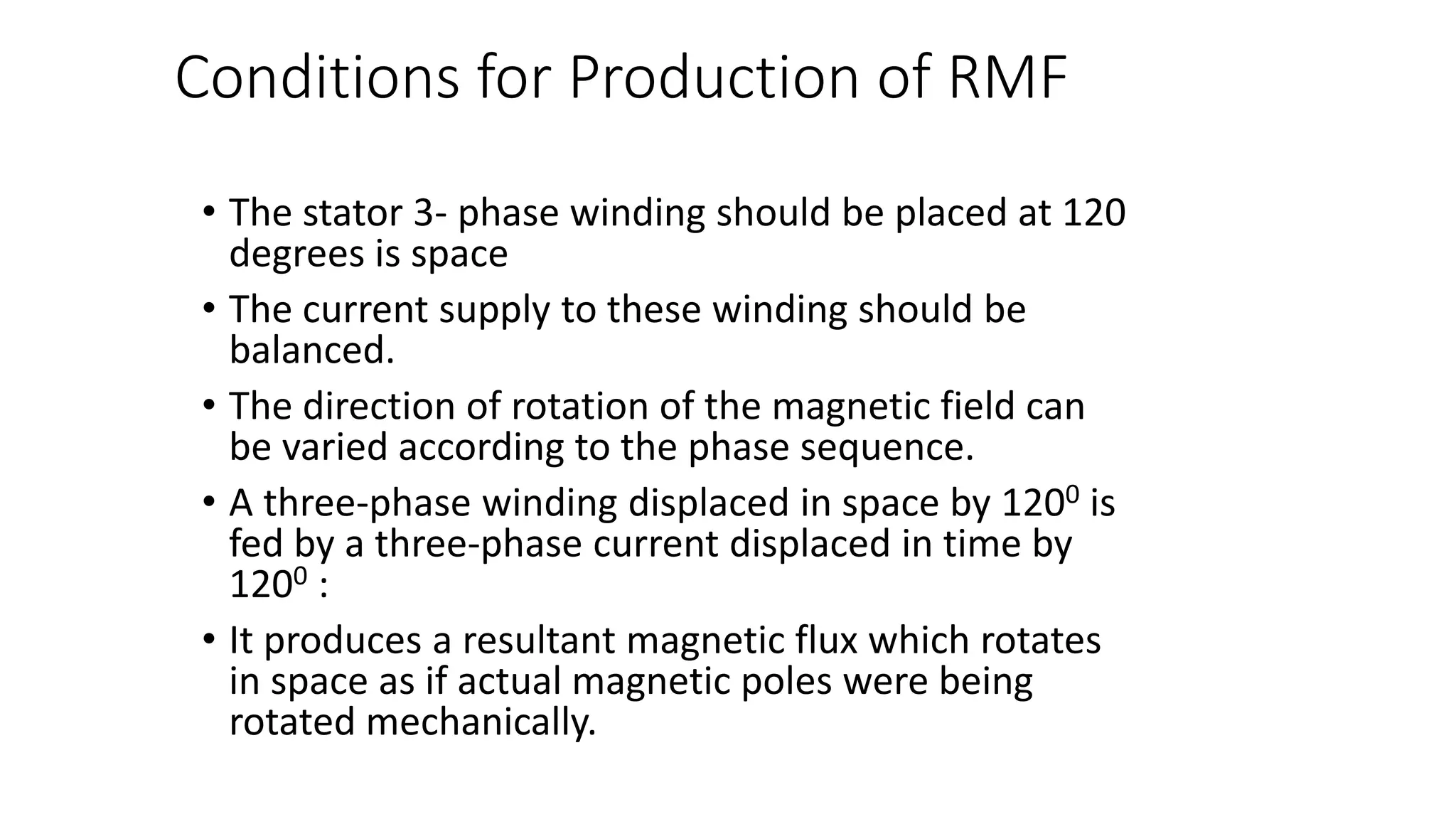 Ac machines: Rotating Magnetic Field and its production | PPTX
