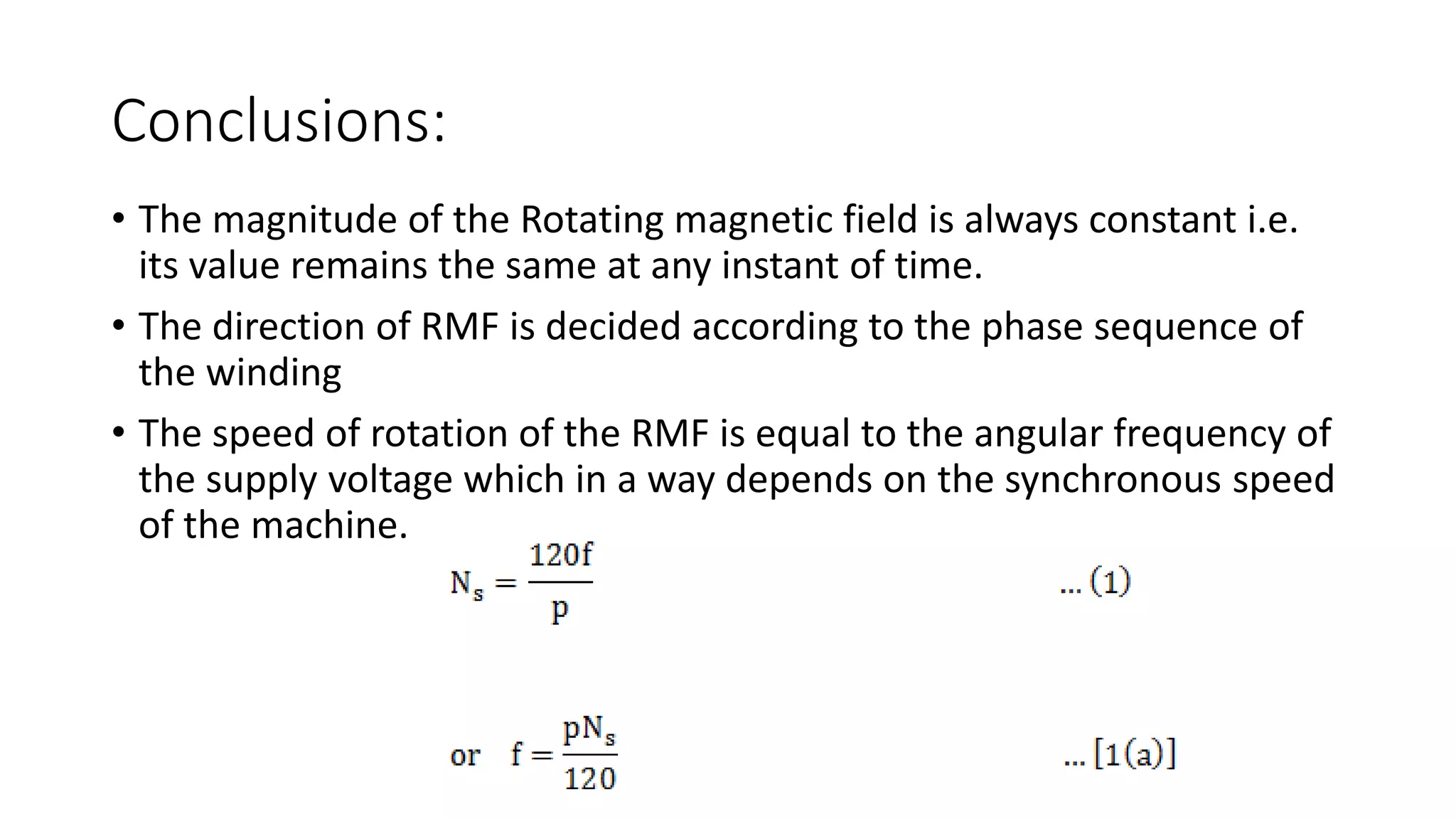 Ac machines: Rotating Magnetic Field and its production | PPTX