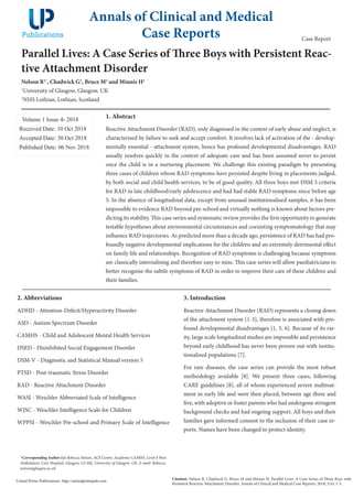 Parallel Lives: A Case Series of Three Boys with Persistent Reactive ...