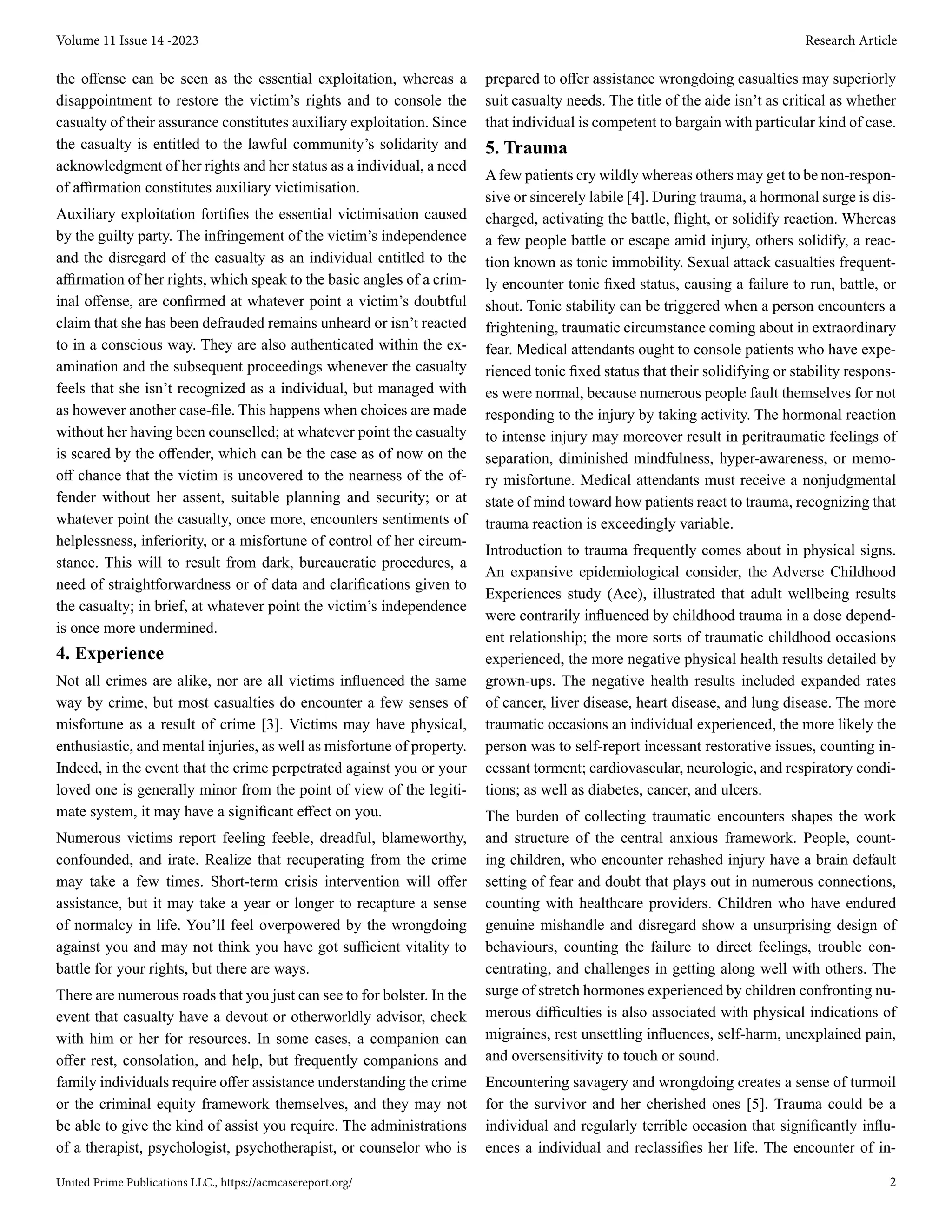 The Experience of a Victim is a Traumatic Experience | PDF