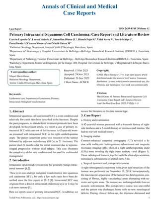 Primary Intracranial Squamous Cell Carcinoma: Case Report and Literature Review | PDF