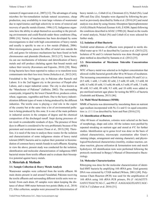 In-Vitro Evaluation of Heavy Metal Tolerance and Biosorptive Potential ...
