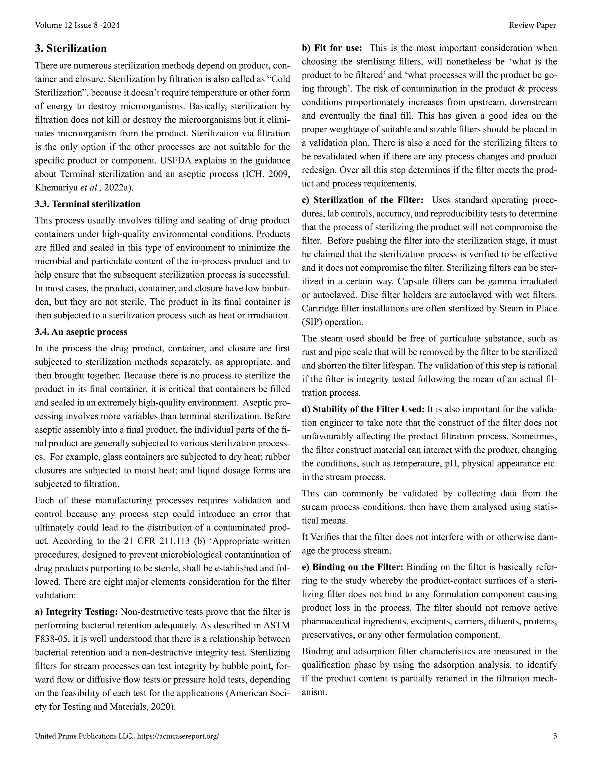 An Over View of Sterile Filtration Validation: A Key Elements for Sterile Drug Product ...