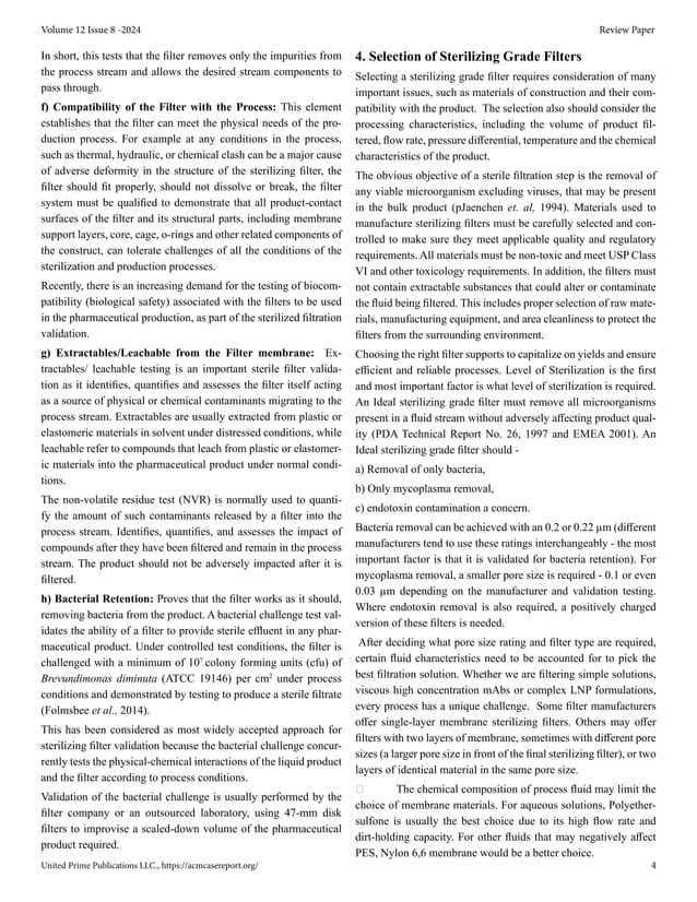 An Over View of Sterile Filtration Validation: A Key Elements for ...