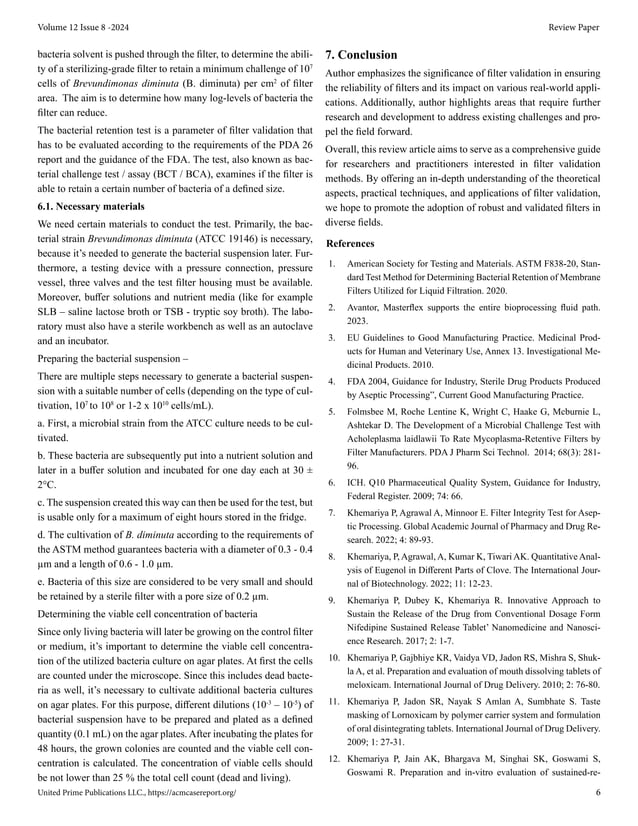 An Over View of Sterile Filtration Validation: A Key Elements for ...