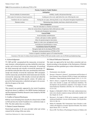 Persistent PTSD among Patients with Fragile X Syndrome: Case Series | PDF