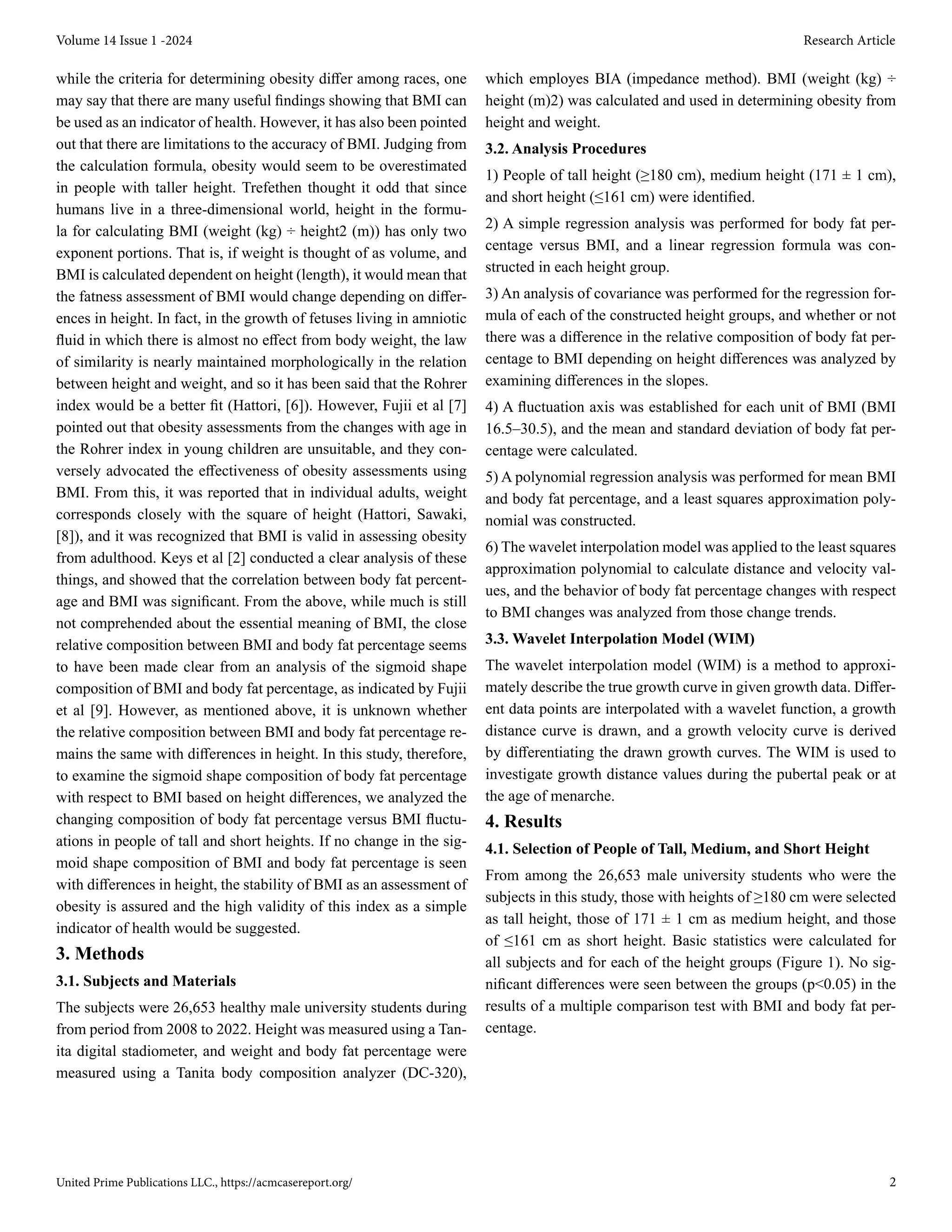 Relative Composition of Body Fat Percentage to BMI Based on Height Differences | PDF