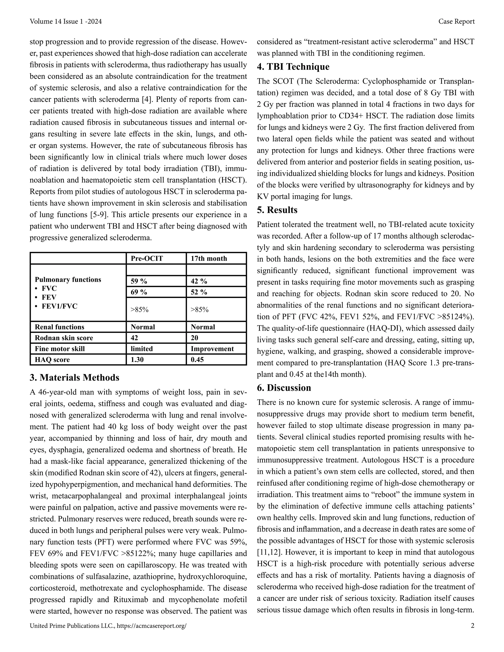 Total Body Irradiation in Systemic Sclerosis: Moving from ...
