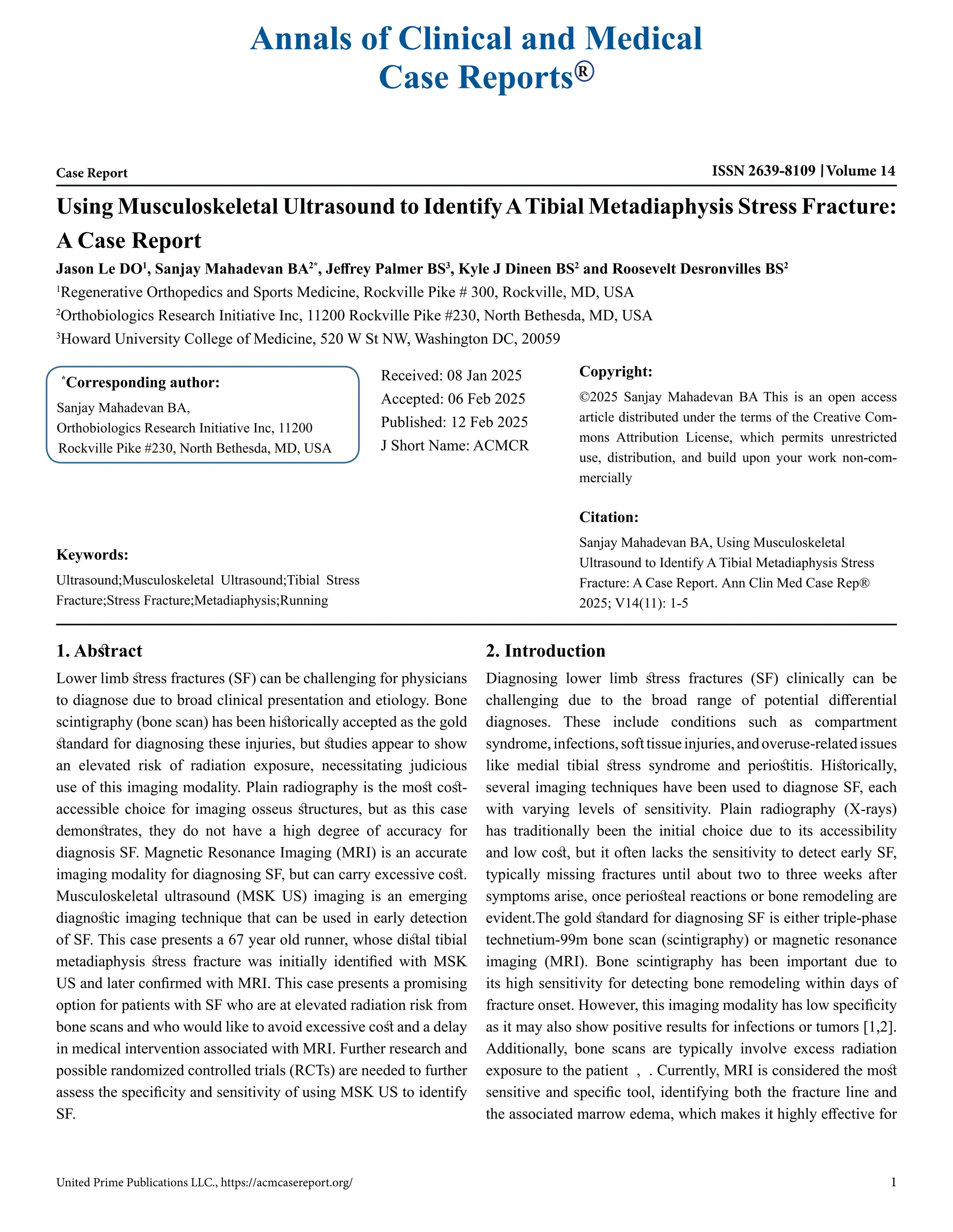 Using Musculoskeletal Ultrasound to Identify A Tibial Metadiaphysis ...