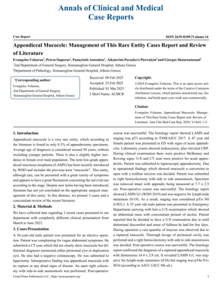 Appendiceal Mucocele: Management of This Rare Entity Cases Report and ...