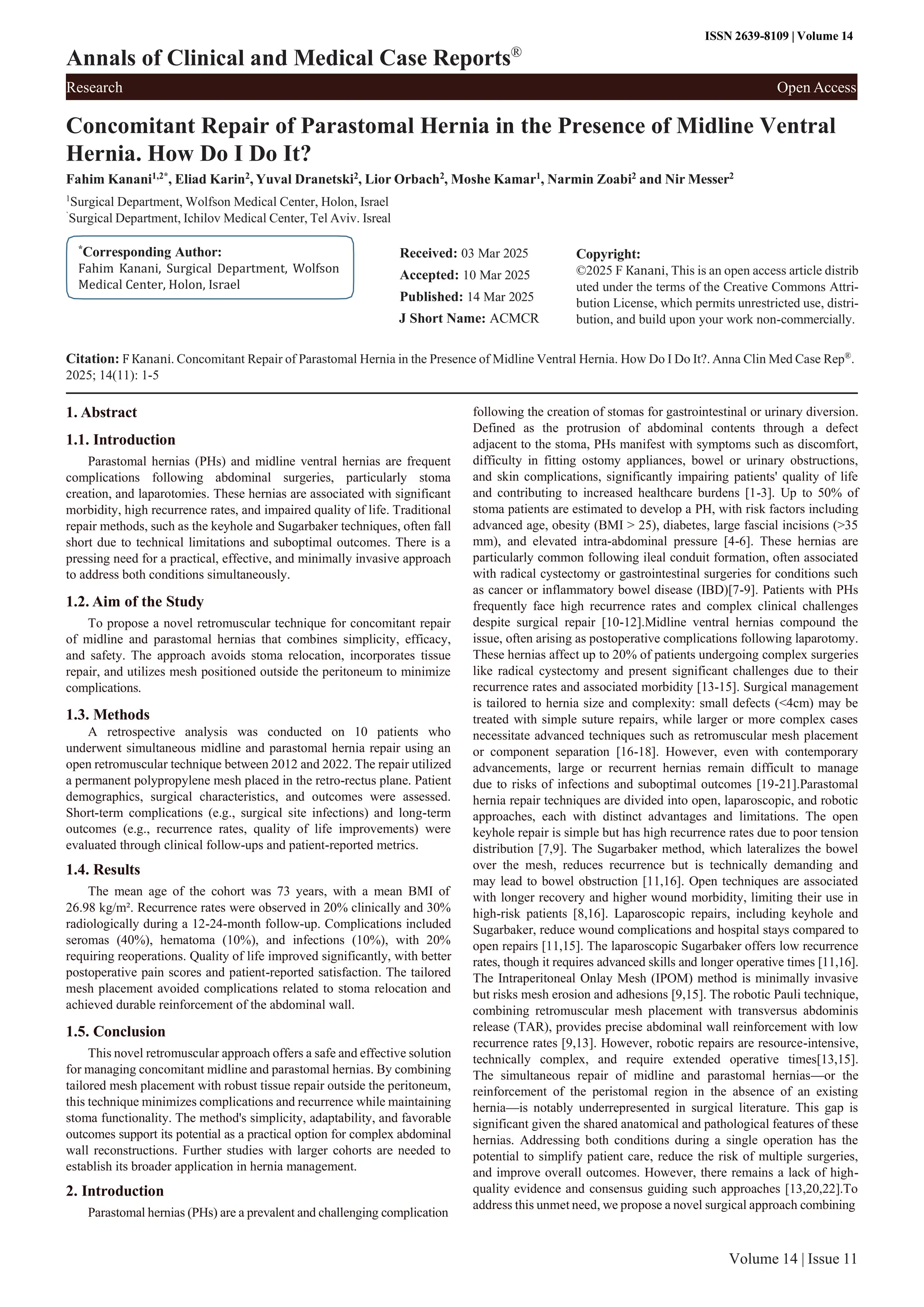 Concomitant Repair of Parastomal Hernia in the Presence of Midline ...
