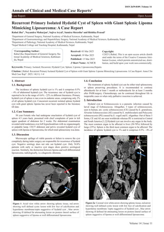 Recurrent Primary Isolated Hydatid Cyst of Spleen with Giant Splenic ...