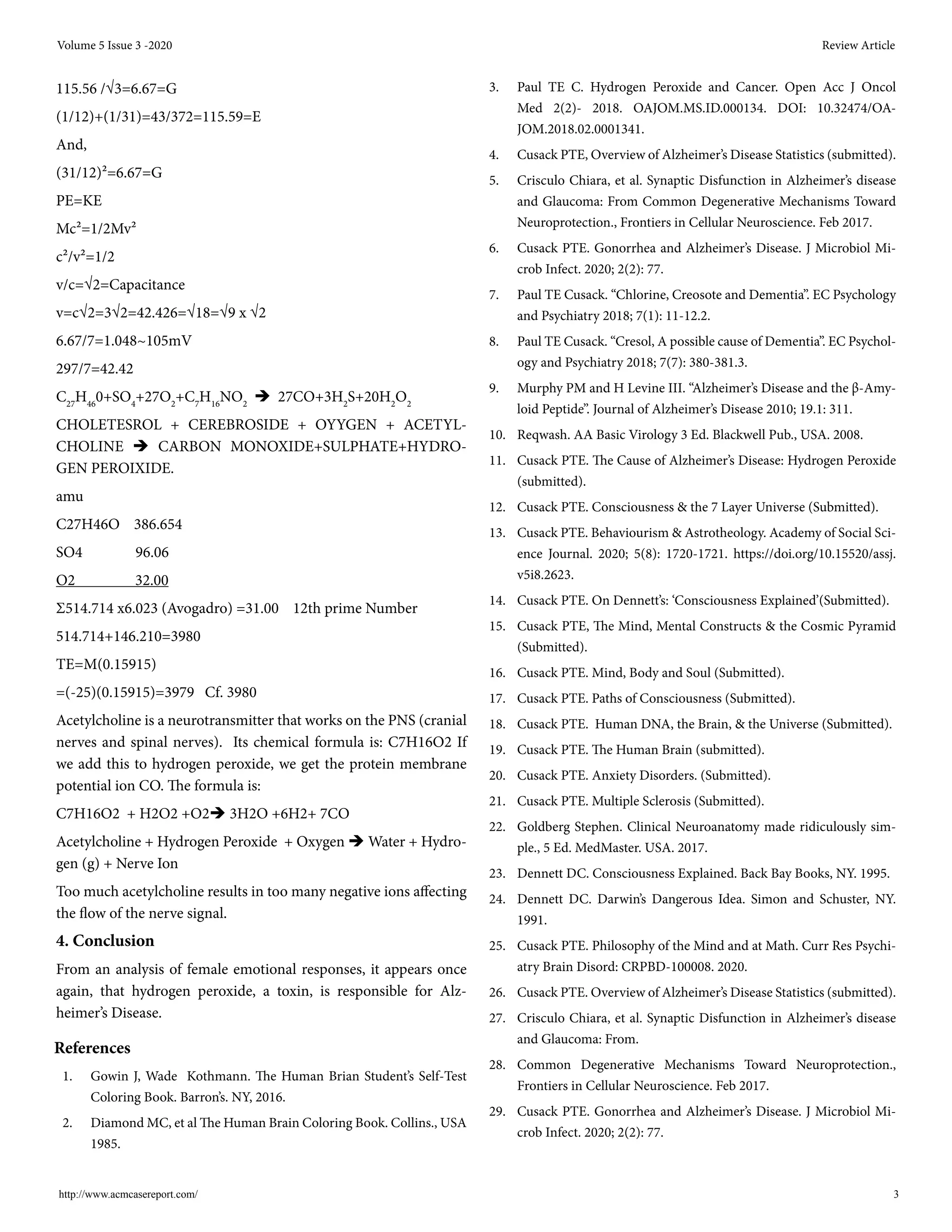 Female Emotional Processing: Hydrogen Peroxide & Alzheimer’s Disease | PDF