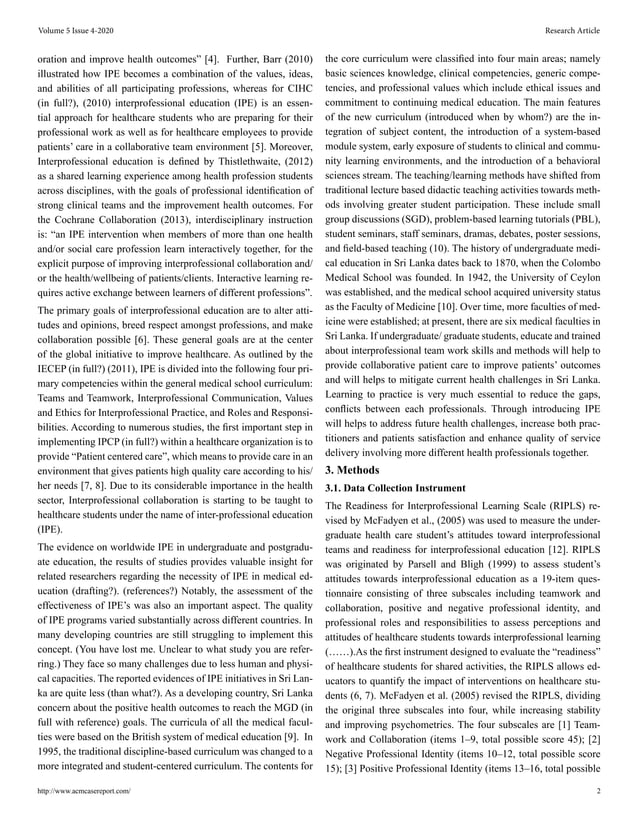 Sri Lankan Undergraduate Healthcare Student’s Perceptions of Interprofessional Learning: A Cross ...