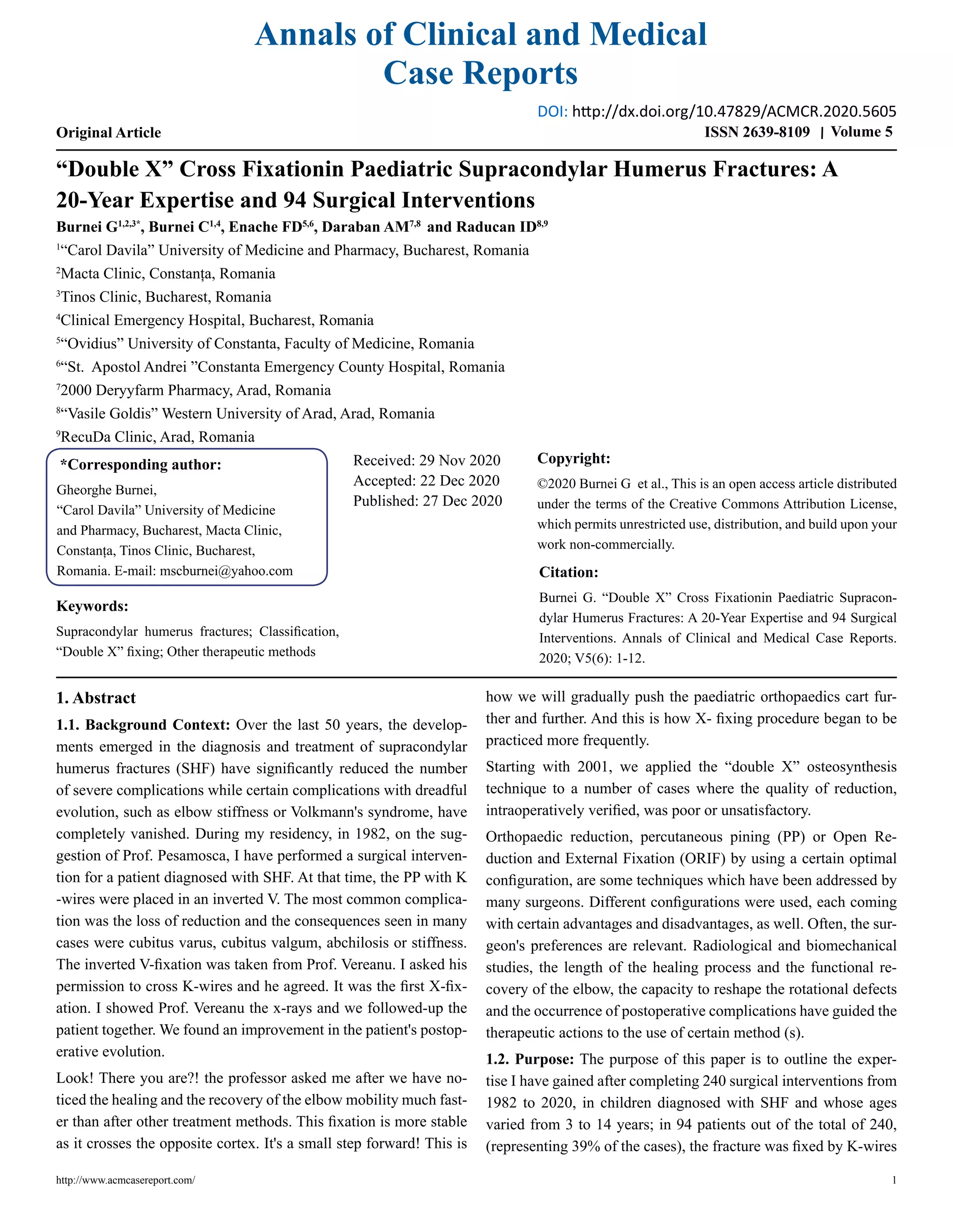 ‘Double X’ Cross Fixationin Paediatric Supracondylar Humerus Fractures ...