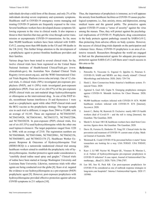 Prophylaxis Against COVID-19: A Possible Way of Effective Control ...