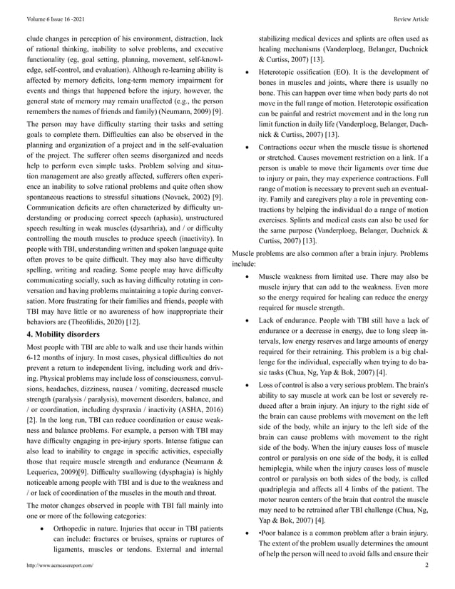 Cognitive Consequences After Traumatic Brain Injury (TBI) | PDF