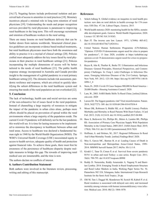 Rural Healthcare in Light of a Multinational Pandemic: A Global ...