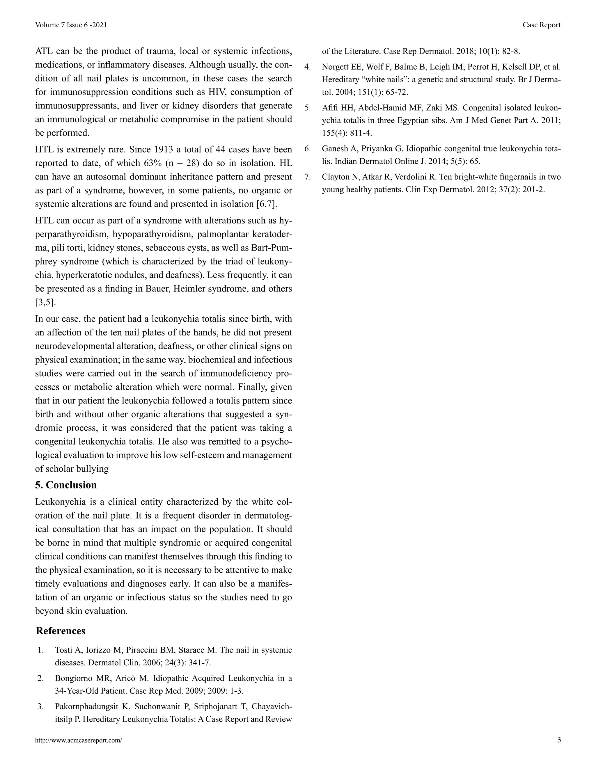 Congenital True Leukonychia Totalis Case Report, Beyond The Skin | PDF