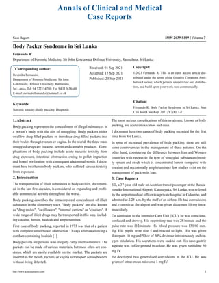 Body packer syndrome in Sri Lanka | PDF
