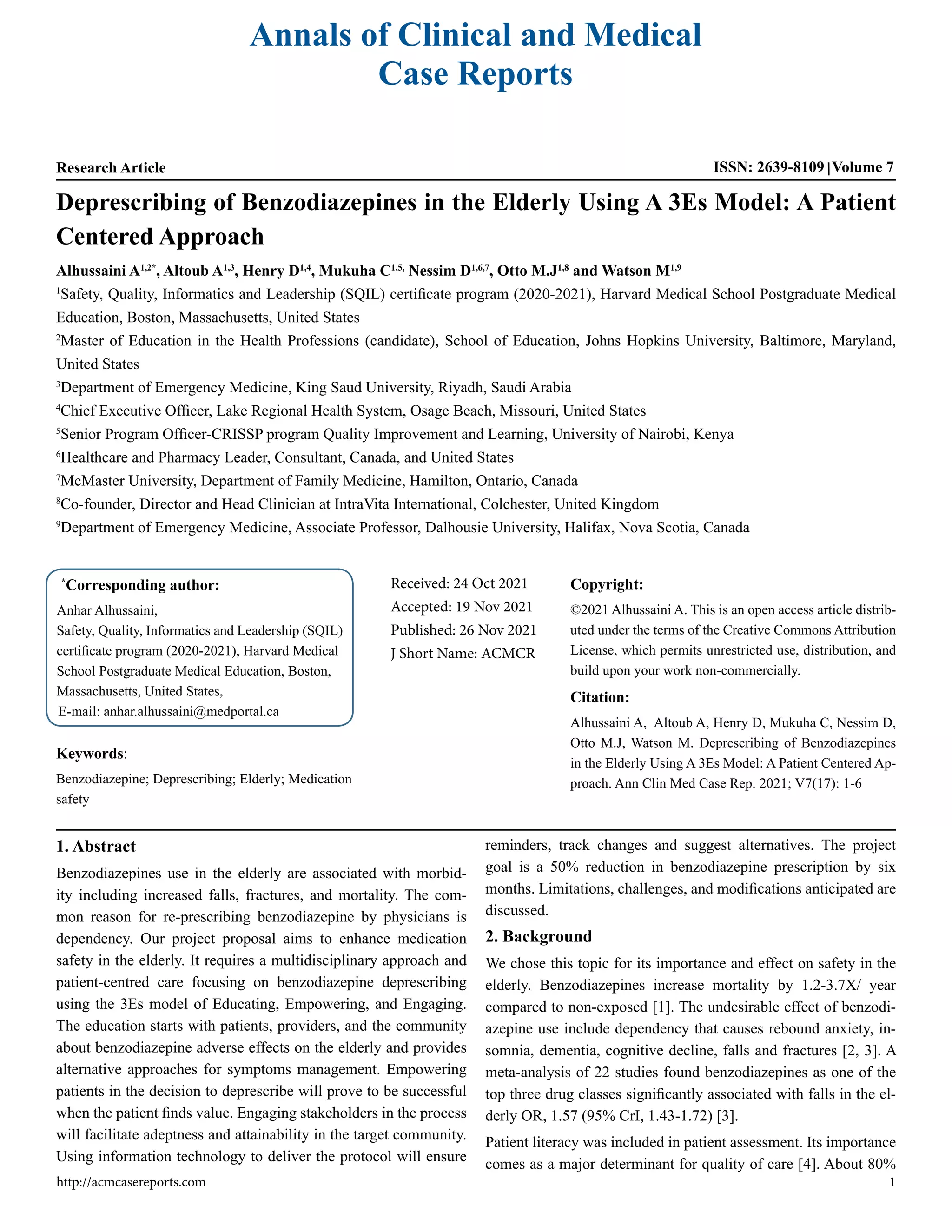Deprescribing of Benzodiazepines in the Elderly Using A 3Es Model: A ...