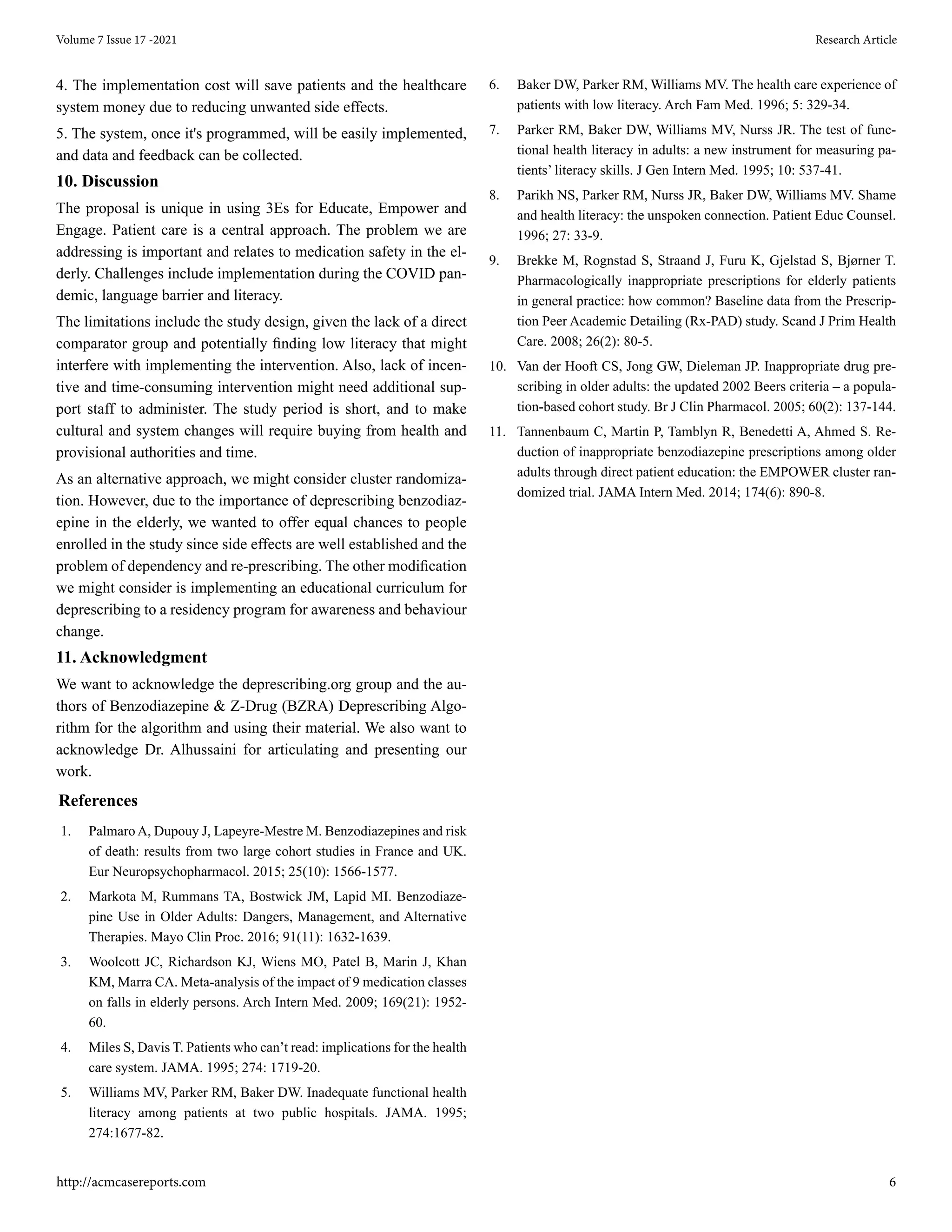 Deprescribing of Benzodiazepines in the Elderly Using A 3Es Model: A ...