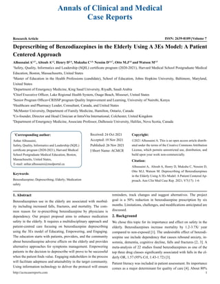 Deprescribing of Benzodiazepines in the Elderly Using A 3Es Model: A ...
