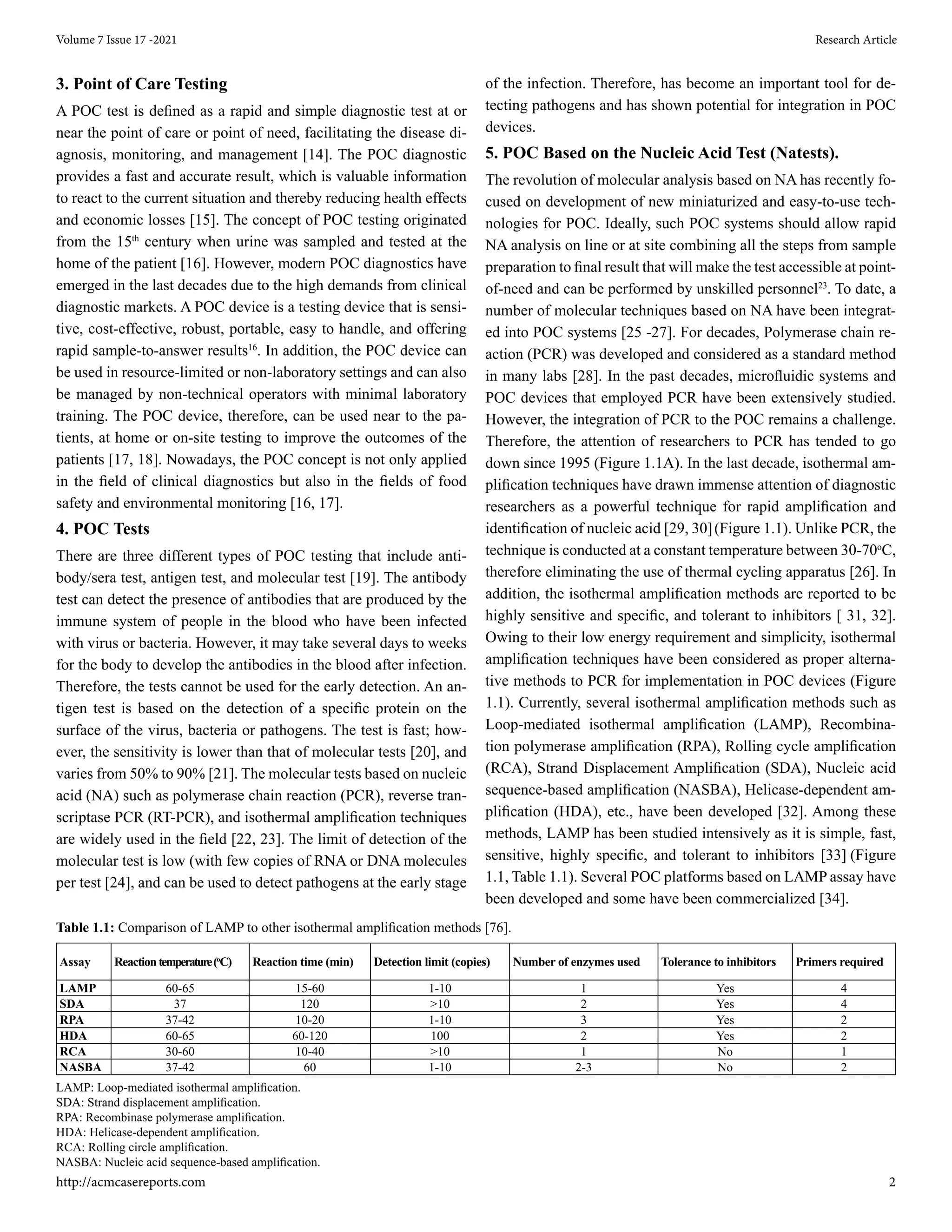 Loop Mediated Isothermal Amplification Lamp Based Point Of Care For