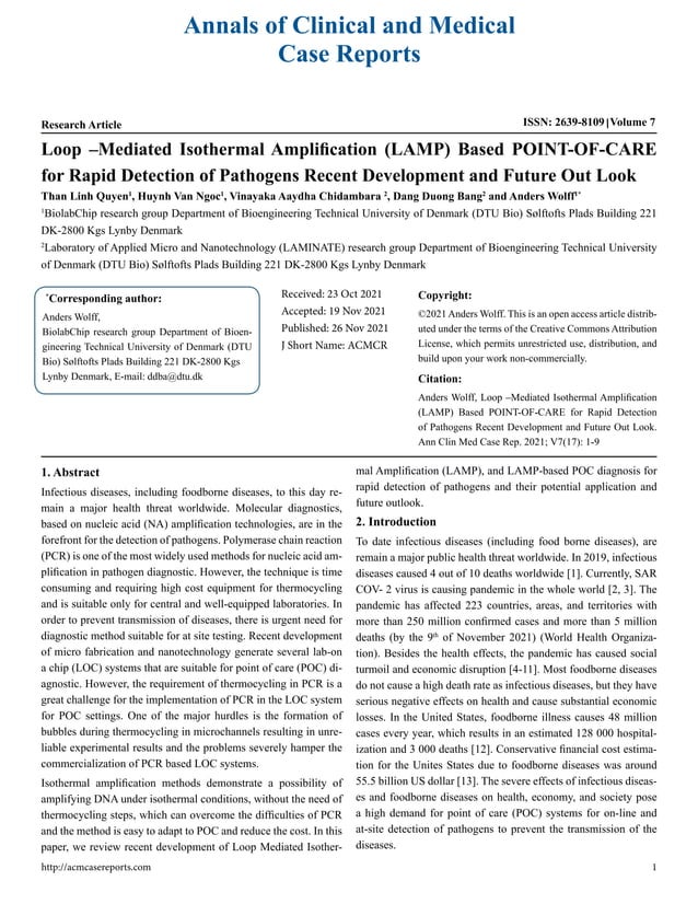 Loop Mediated Isothermal Amplification Lamp Based Point Of Care For Rapid Detection Of