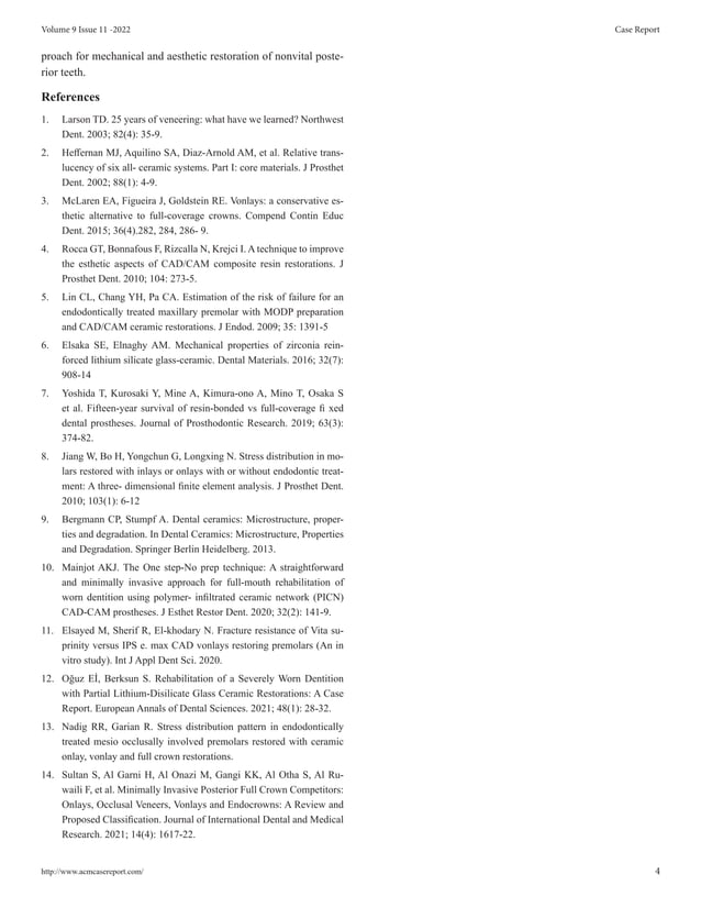 Vonlay; A paradigm shift in post endodontic restoration: A case report ...