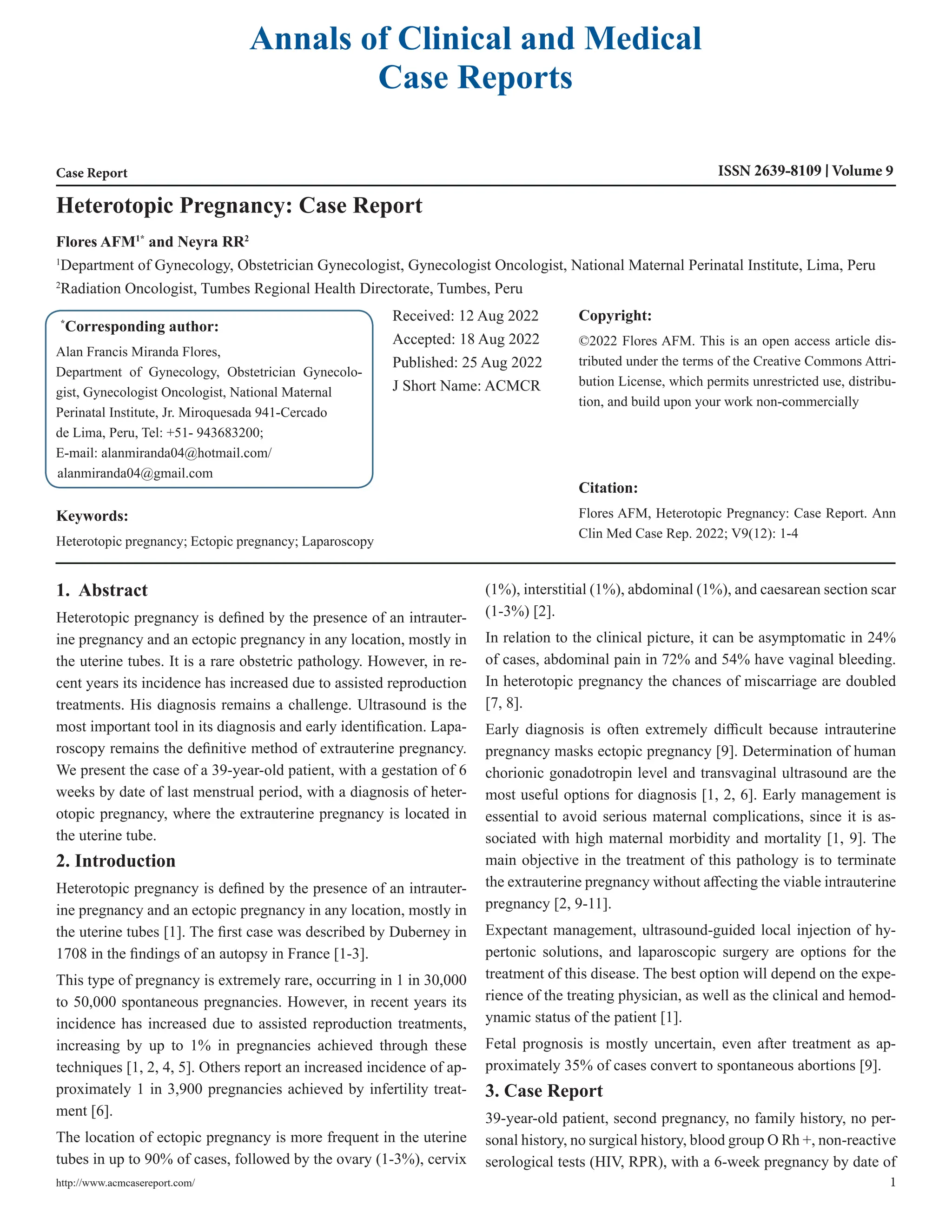 Heterotopic Pregnancy: Case Report | PDF