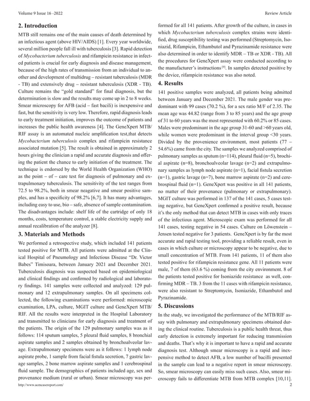 GeneXpert MTB/RIF: A Useful Tool for Rapid and Accurate Diagnosis of ...