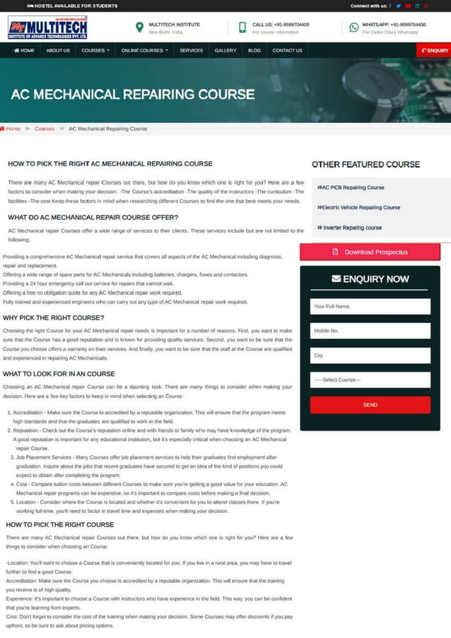 AC MECHANICAL REPAIRING COURSE.pptx | Physics | Science